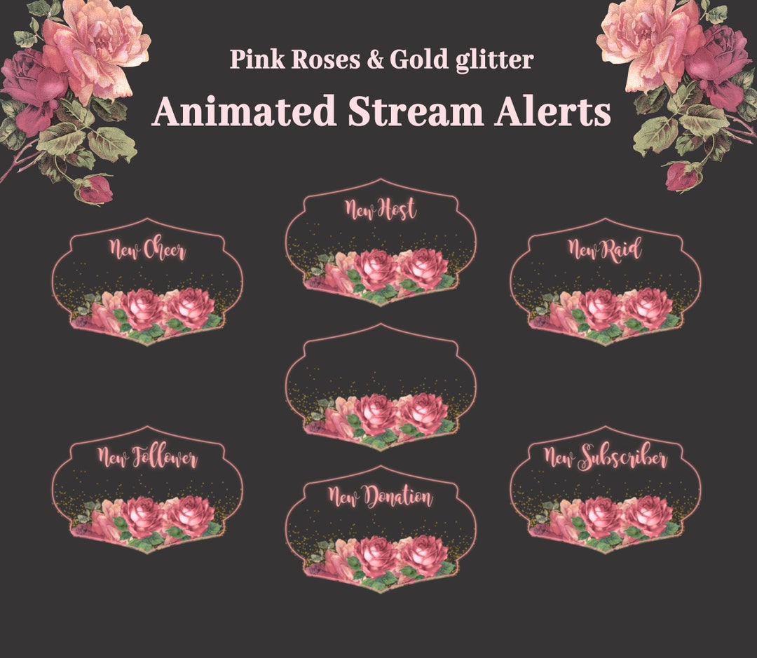 Pink Roses Animated Stream Alerts | Twitch Animated Alert | Livestream ...
