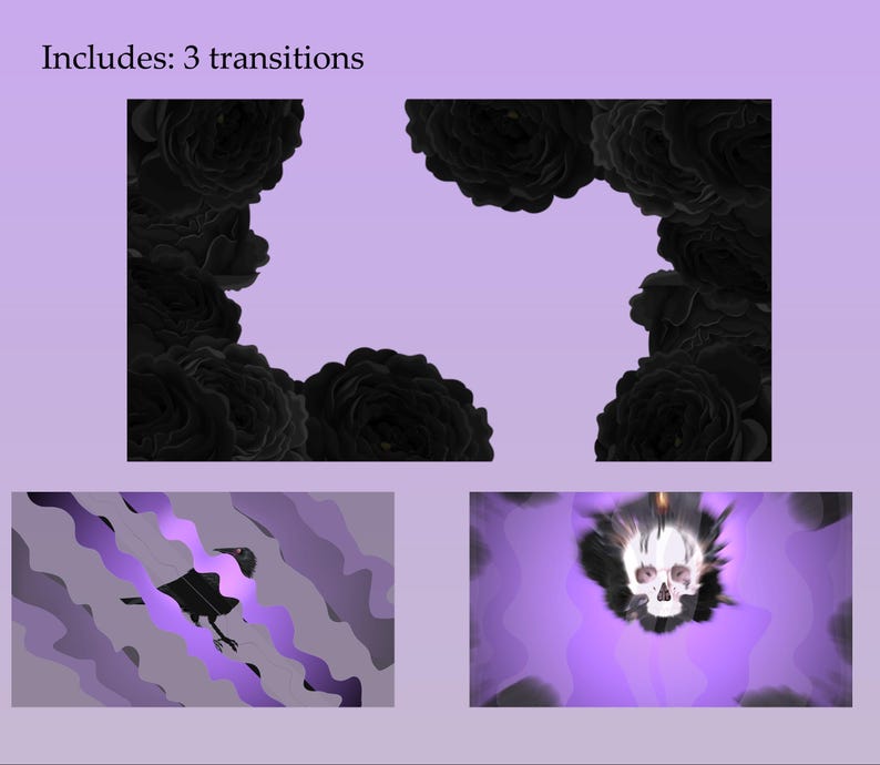 Purple Gothic Raven Stream Pack: Animated Twitch Overlays (digital ...