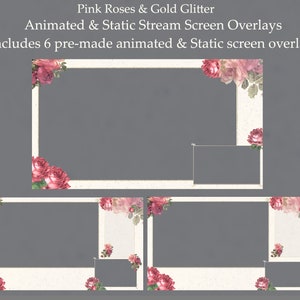 Pink Flowers Animated Stream Overlays Pack, Twitch Pack, Overlays ...