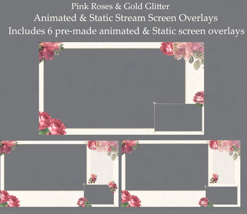 Pink Roses Animated Stream Overlays: Twitch Screens & Alerts - Etsy