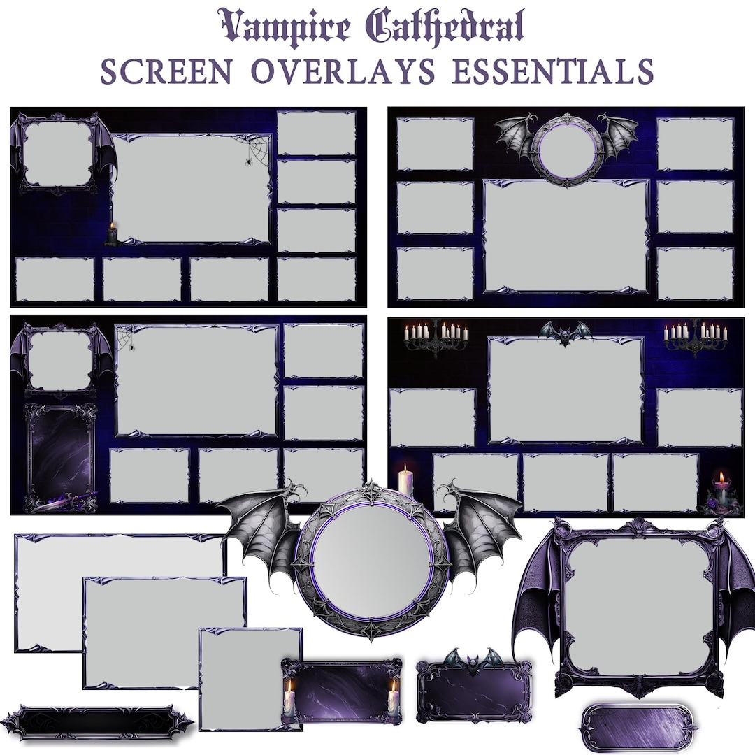 Purple Vampire Stream Overlay Pack: Animated Gothic Dnd, Vtuber - Etsy