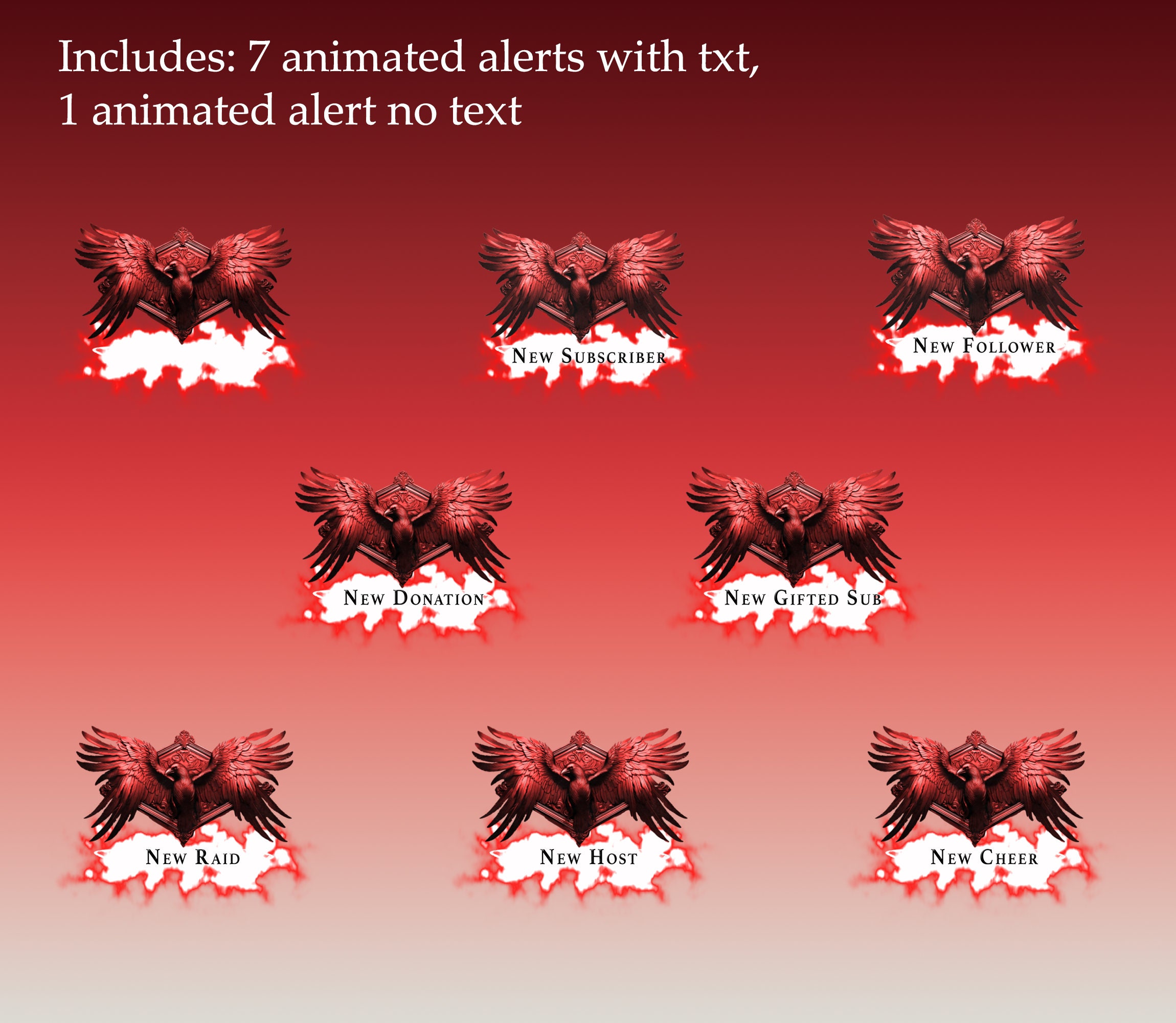 Red Gothic Raven Animated Stream Package: Twitch Overlays, Alerts ...