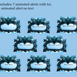 Blue Gothic Raven Animated Stream Package, Twitch Pack, Overlays ...