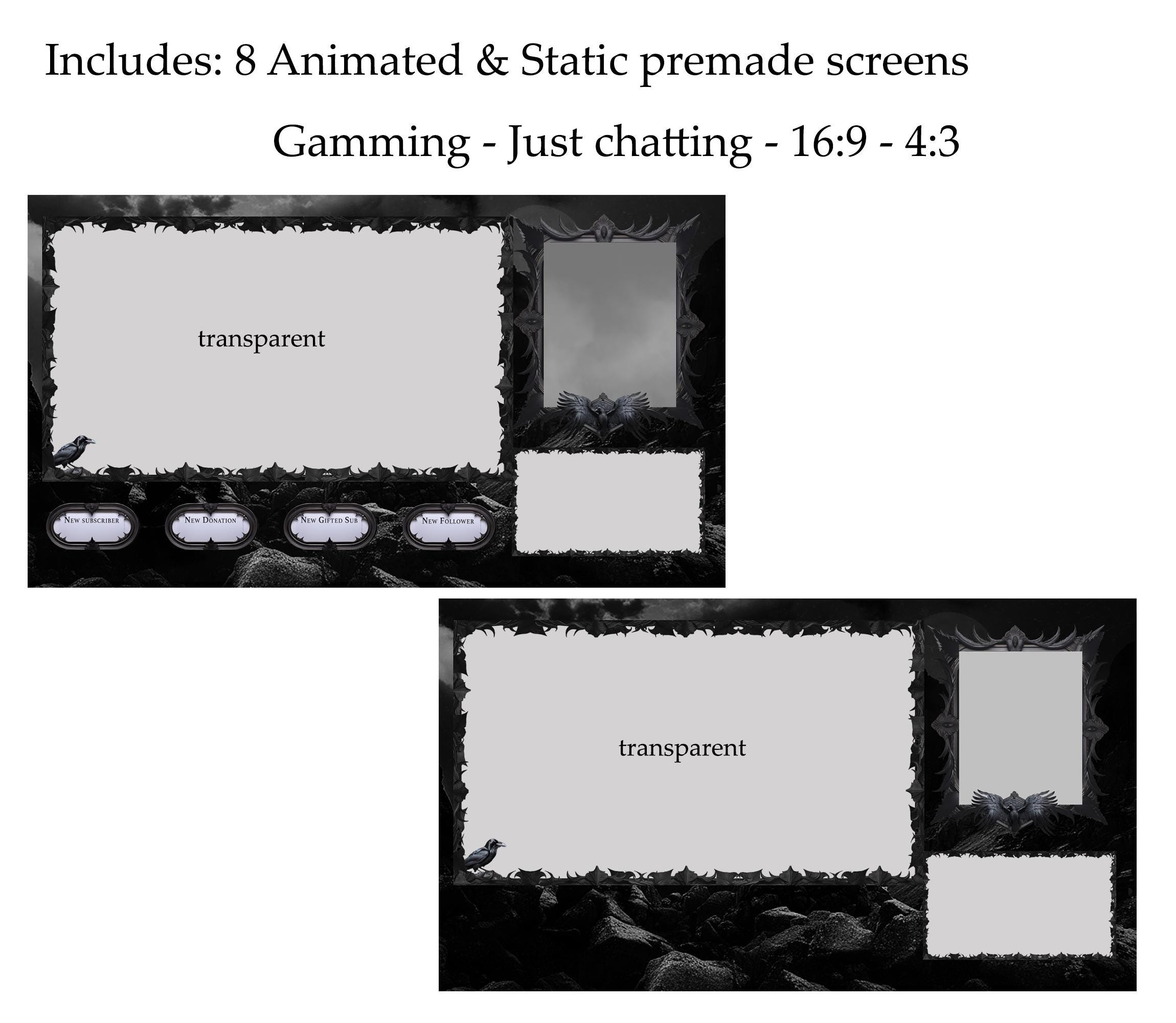 Graveyard Raven Animated Stream Pack: Gothic Overlay Twitch Vtube - Etsy
