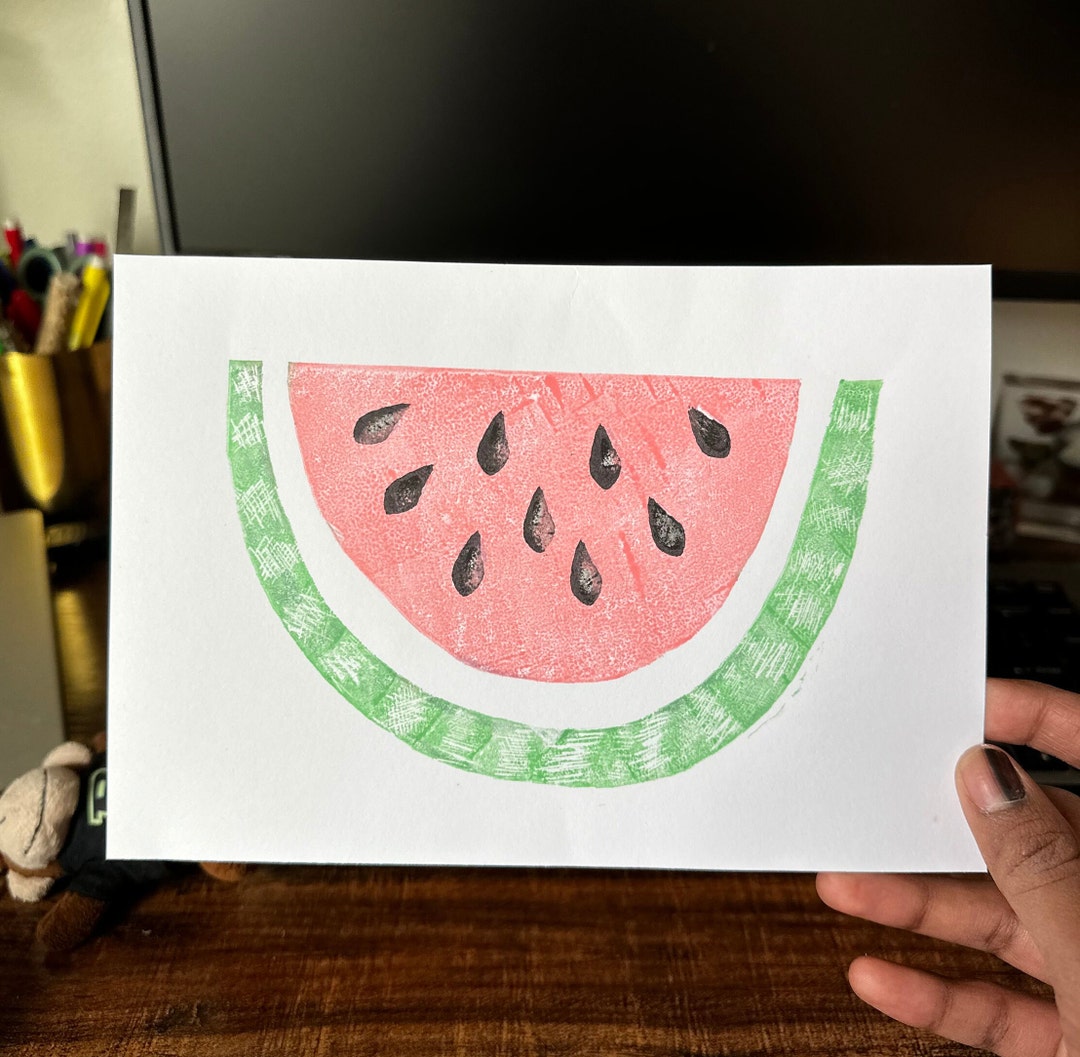Watermelon Linocut Print - Etsy