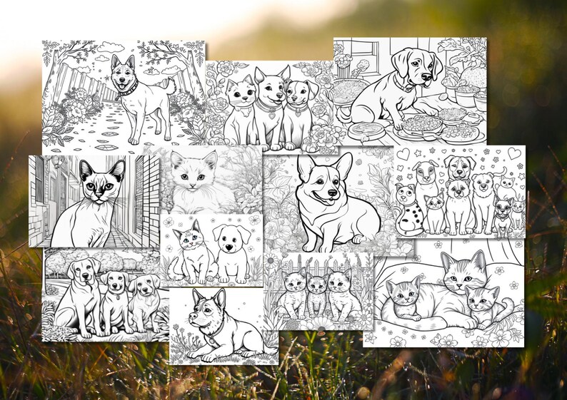 20 Cat & Dog Animal Colouring Pages - Adults and Kids Coloring Sheets ...