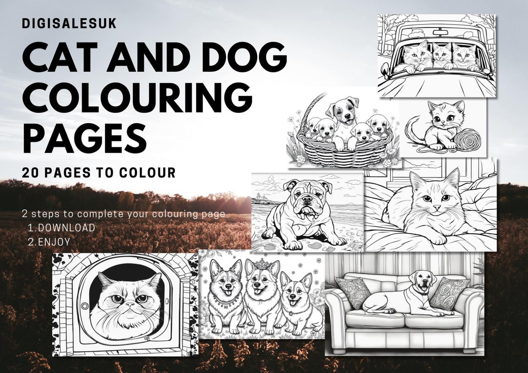 20 Cat & Dog Animal Colouring Pages - Adults and Kids Coloring Sheets ...