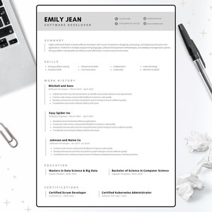 Professional Clean Resume Template for Software Developers and IT ...