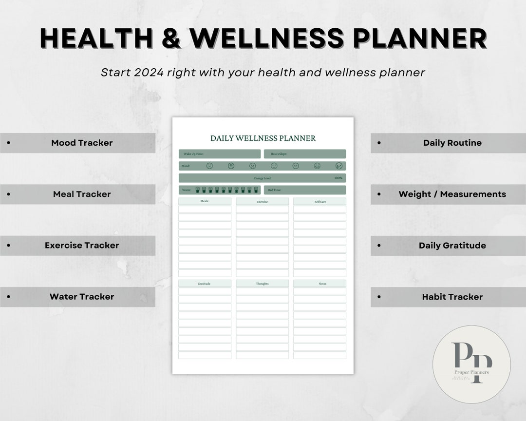 Digital and Printable Wellness Planner, Fitness Tracker, Goals Tracker ...