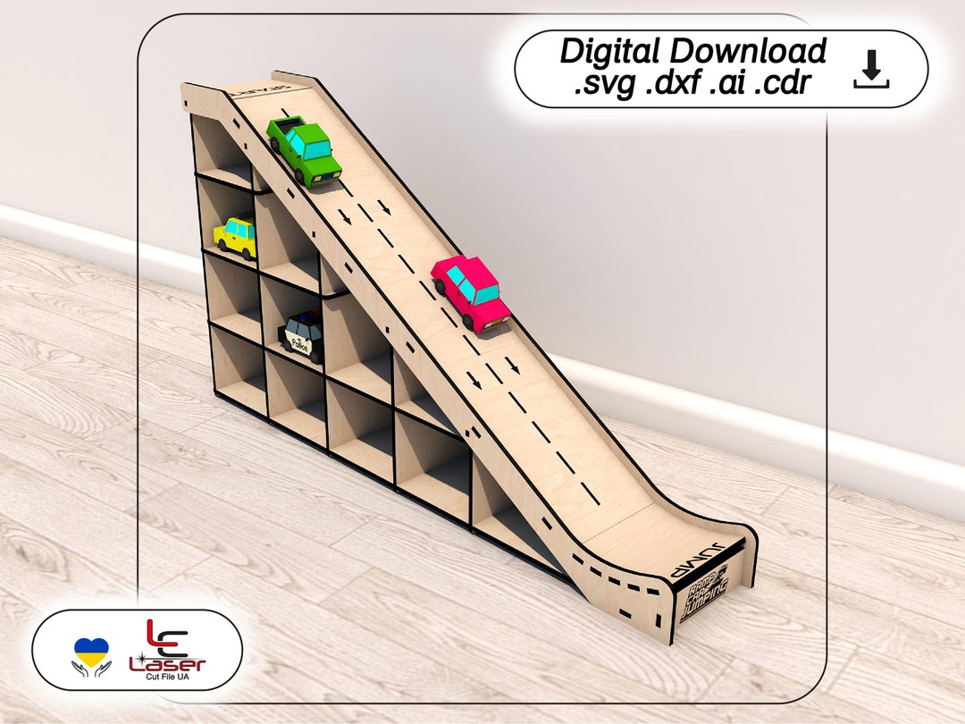 Ramp Car Jumping CNC Laser Cutting SVG Jumping Ramp With Parking Garage ...