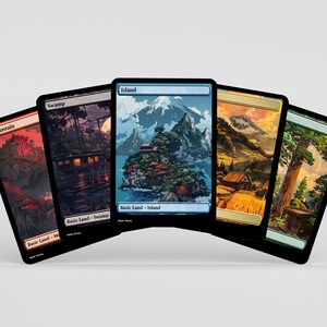 MTG Mountain Japanese Hokusai Themed Basic Lands Alternate Art High ...