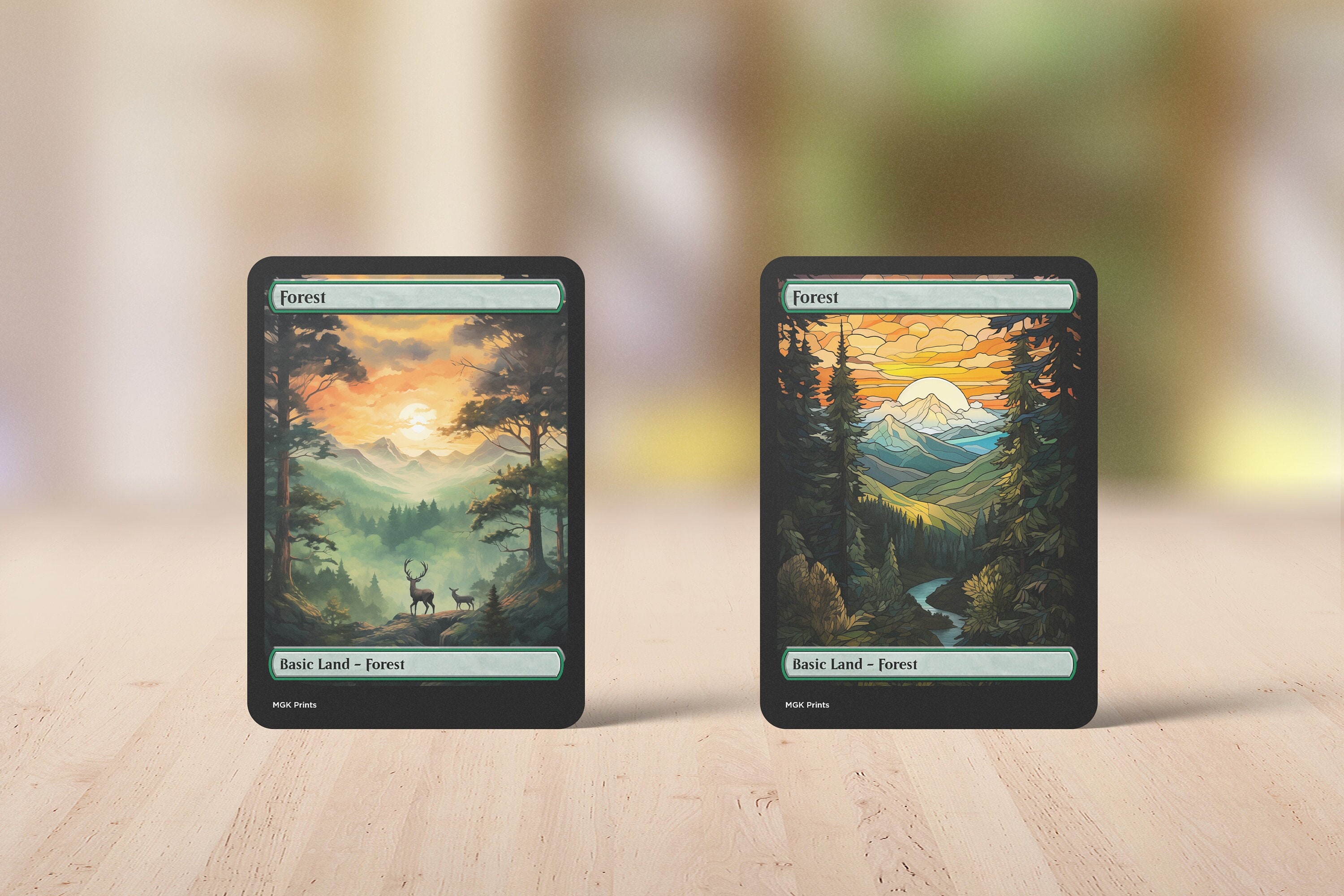 Forest Basic Land Set Stained Glass and Scenic High Quality Alternate ...