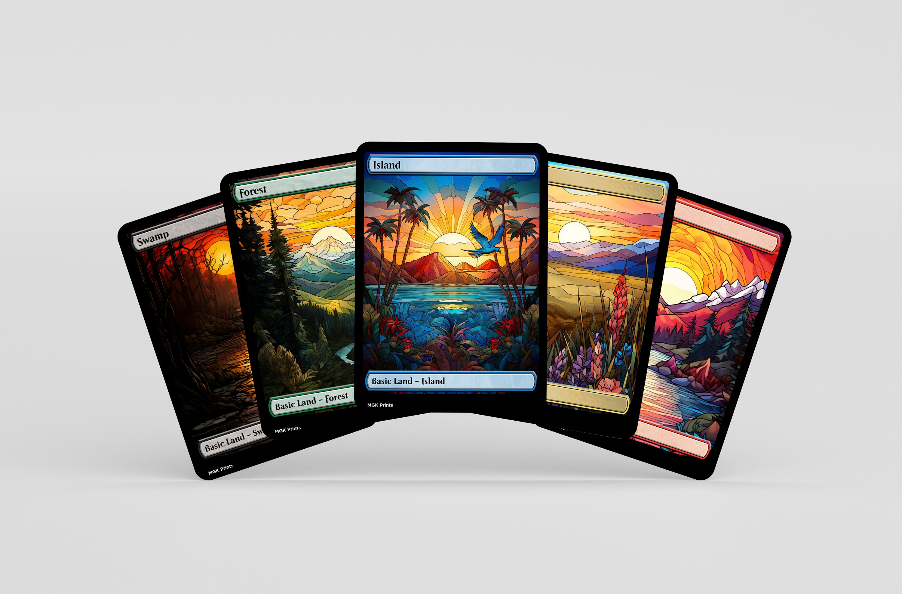 Island Basic Land Set Stained Glass and Scenic High Quality Alternate ...