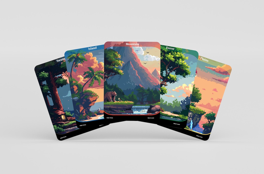 20x MTG Pixel Themed Basic Lands Alternate Art High Quality Lands for MTG - Etsy