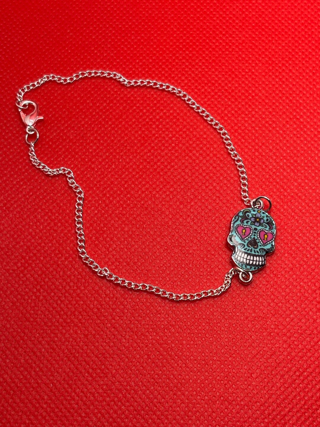 Blue Skull With Silver Chain Anklet - Etsy