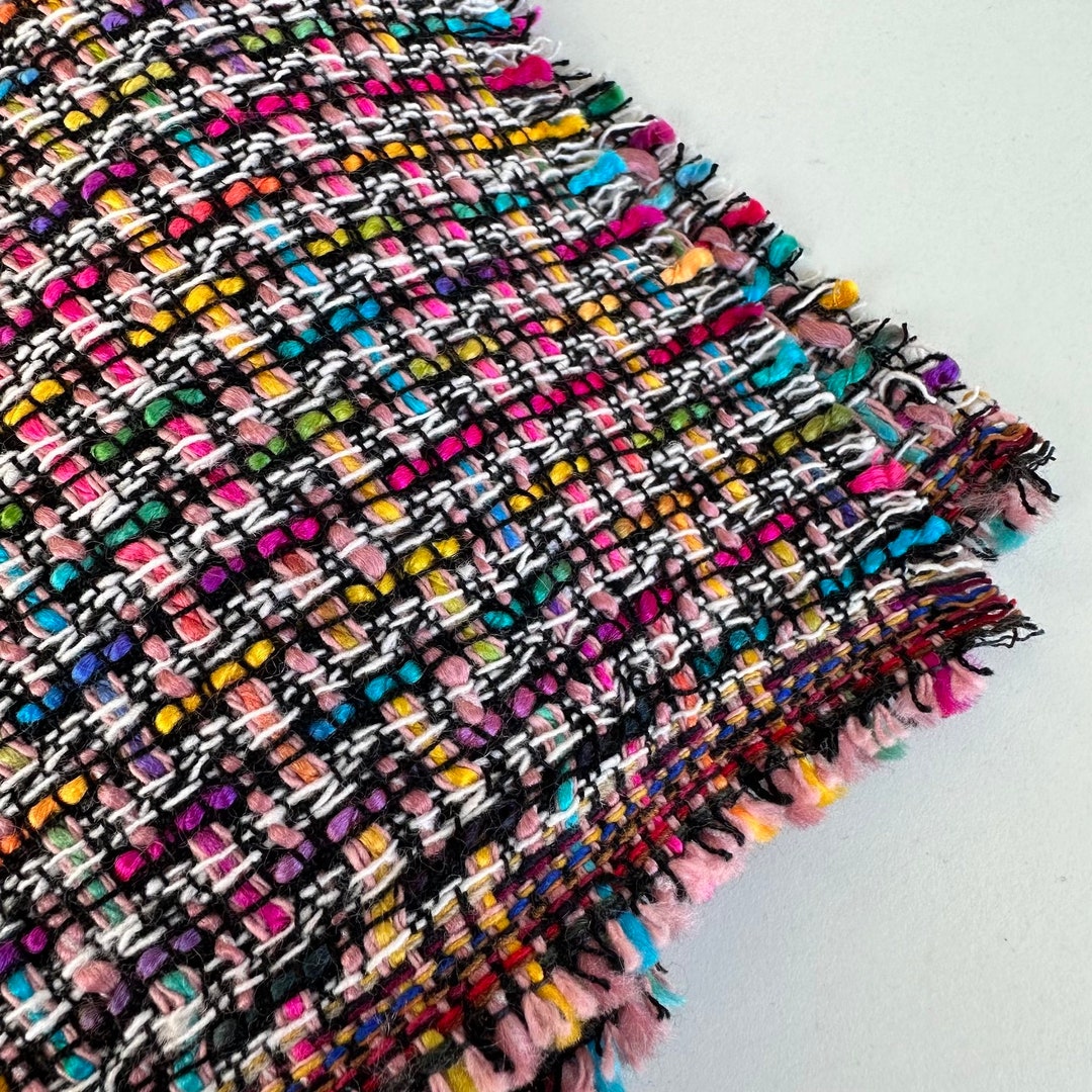 Vibrant Wool Tweed Fabric by the Yards Perfect for Jackets, Skirts, and ...