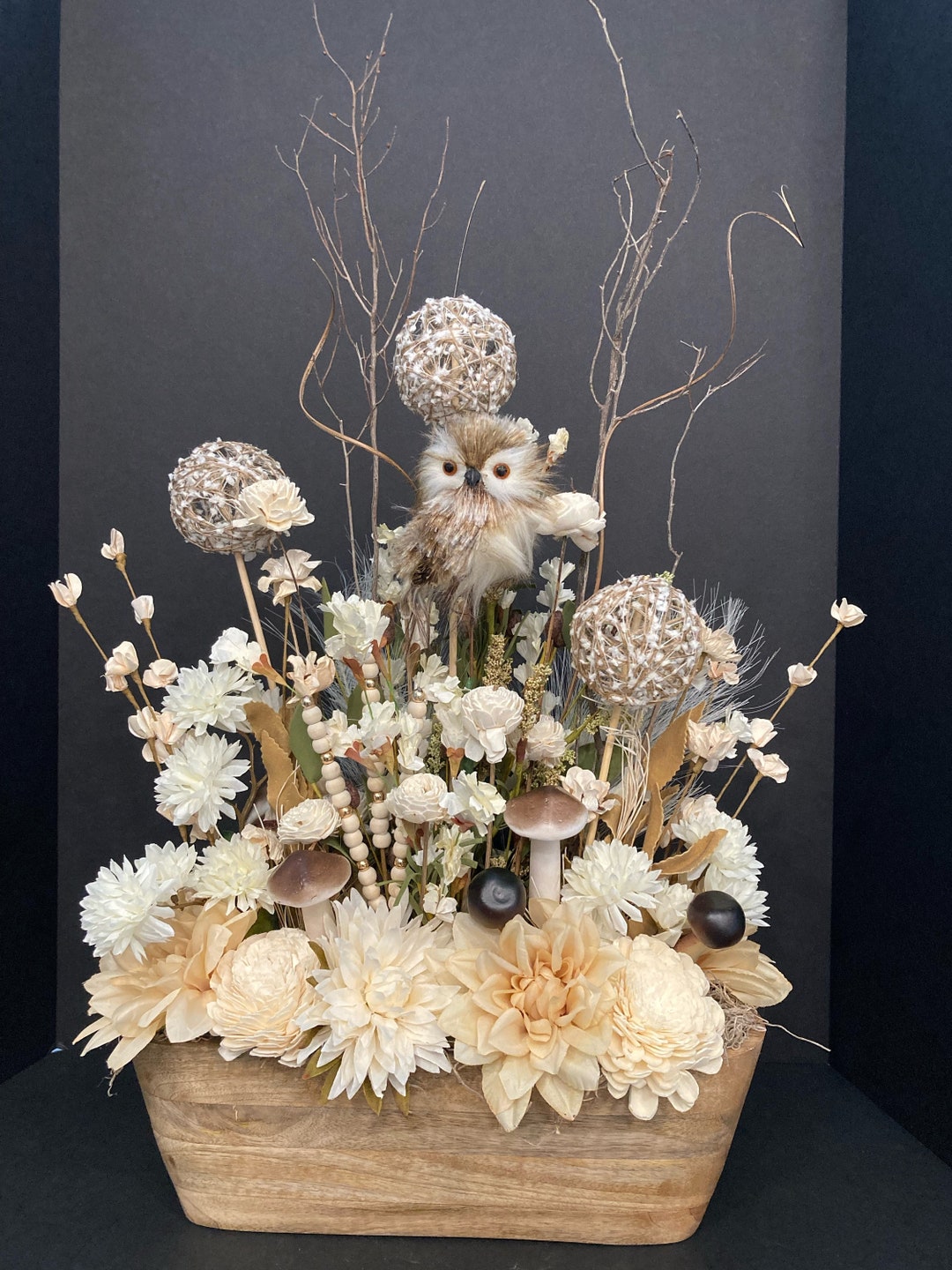 Neutral Floral Arrangement, Farmhouse or Cabin Arrangement, Ivory ...