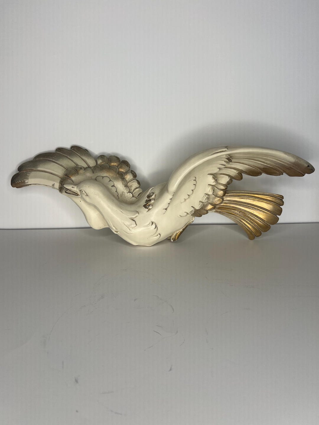 Vintage 1958 Chalkware Bird Wall Hanging: Mid Century Modern Gold ...