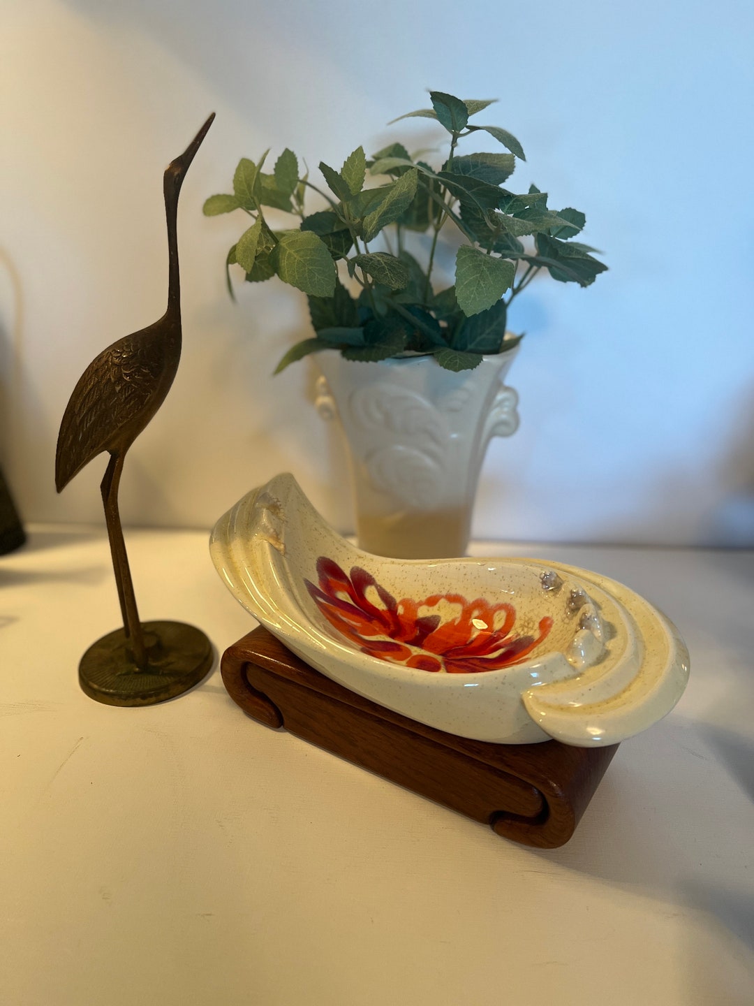 Retro Hand Painted Ash Tray Ceramic Bold Colors Boomerang Atomic ...