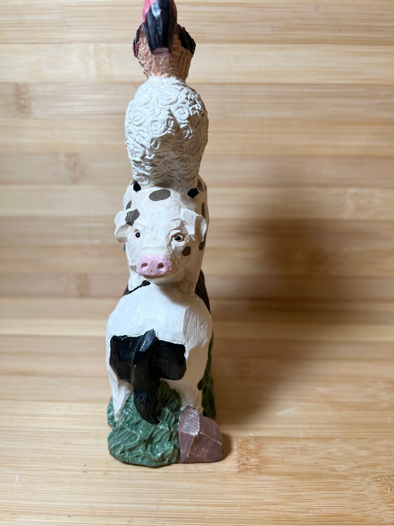 Barnyard Stacked Animals Farm Statue Cow Pig Sheep Chicken Rooster ...