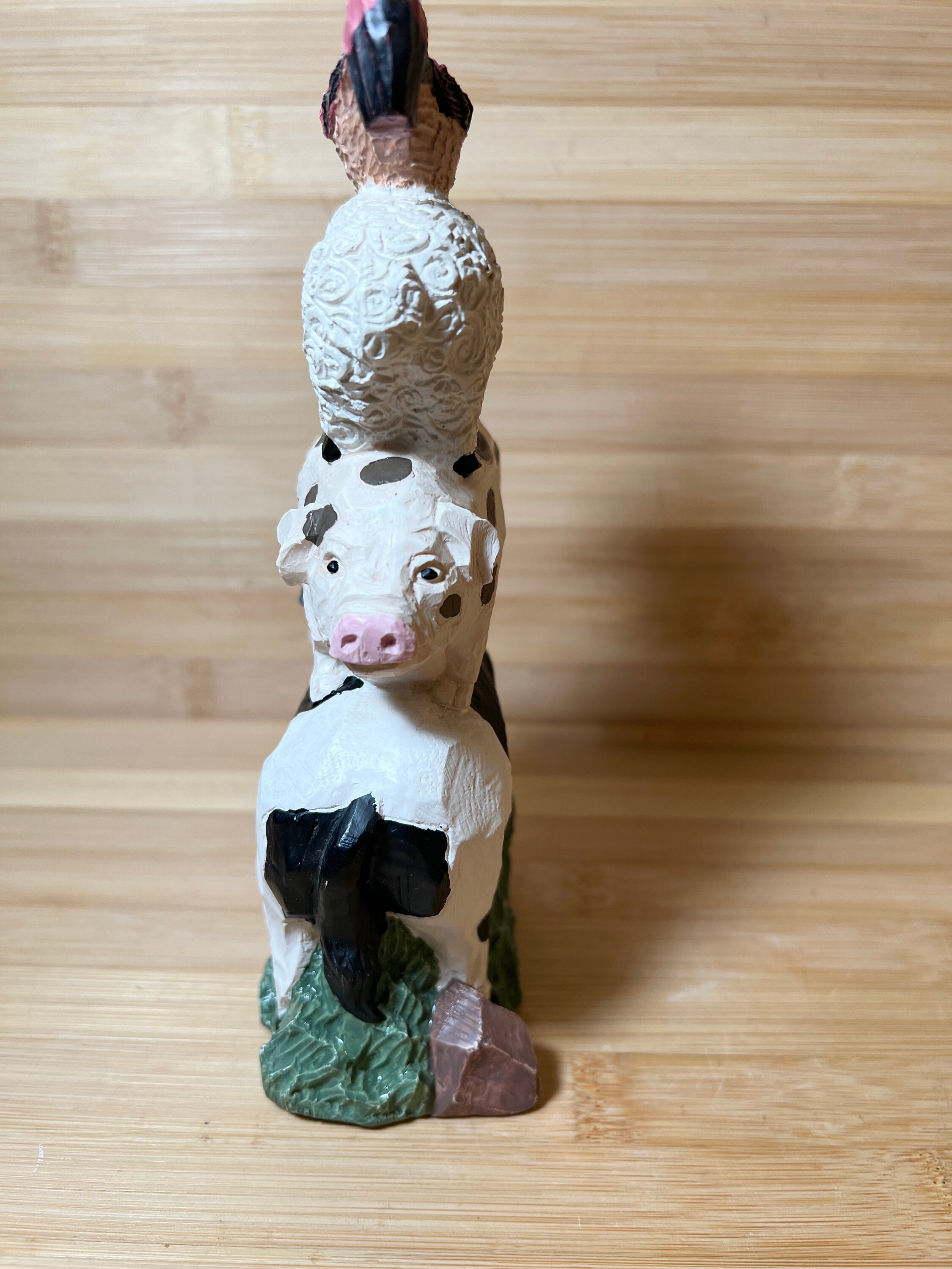 Barnyard Stacked Animals Farm Statue Cow Pig Sheep Chicken Rooster ...