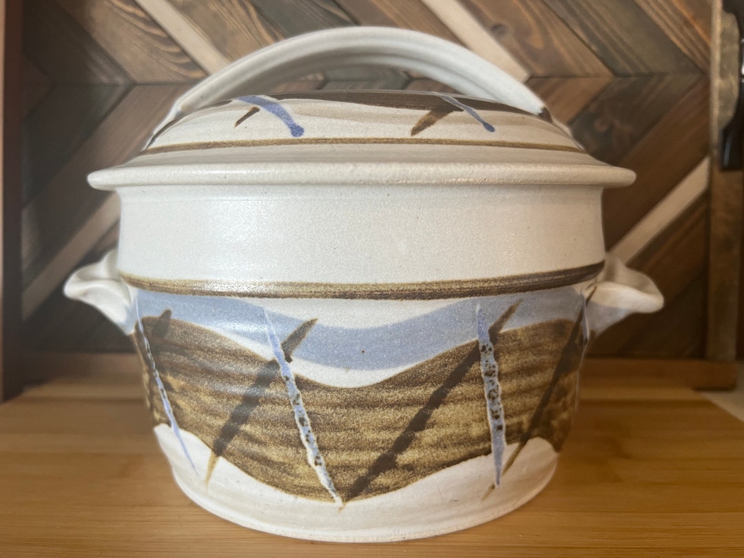Vintage Handmade Studio Pottery Funnel Steamer Pot With Lid & Handles ...