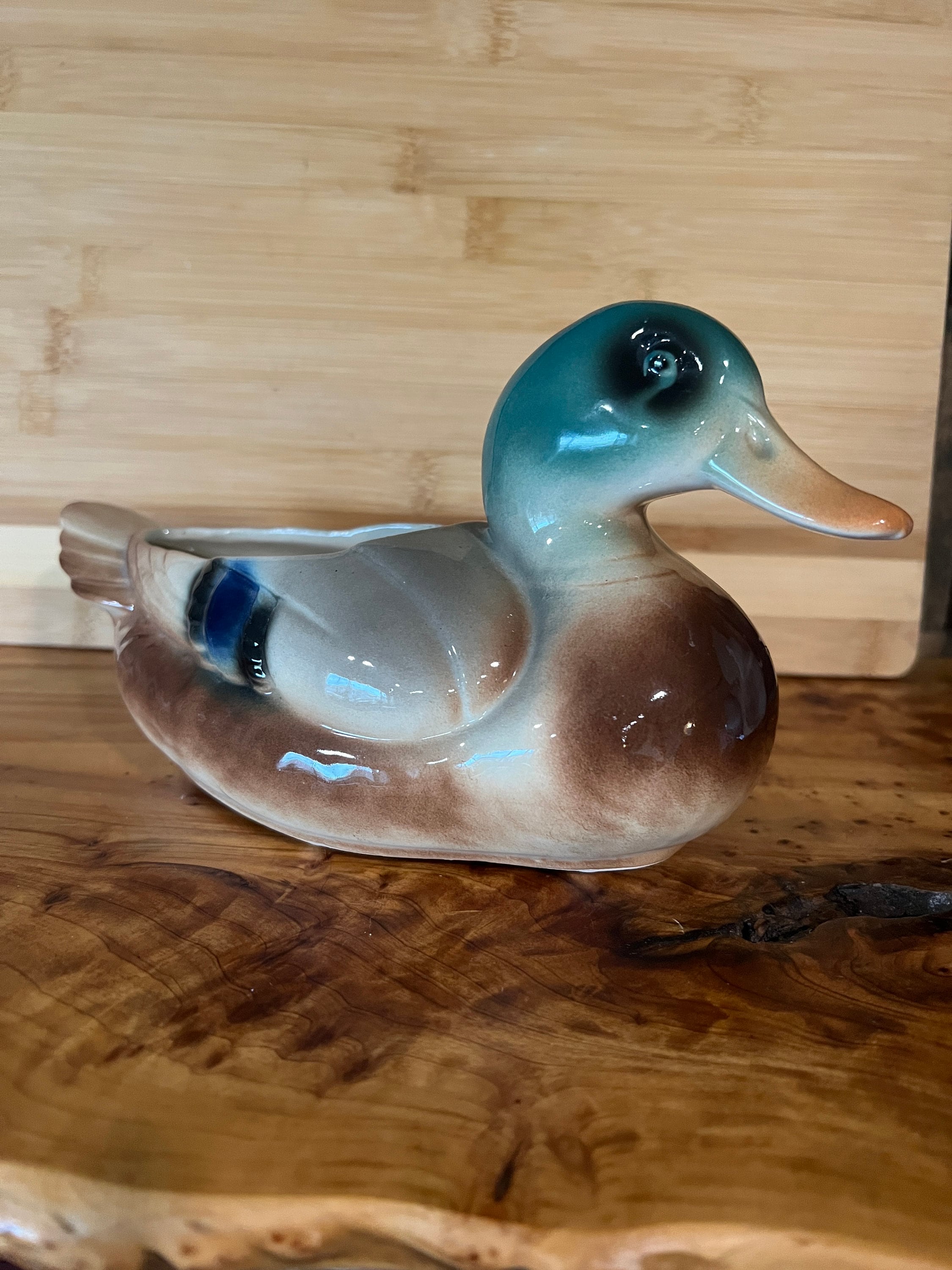 Vintage Ceramic Duck Planter Pretty Glaze Indoor Plants 9.5 Long 5 Tall ...