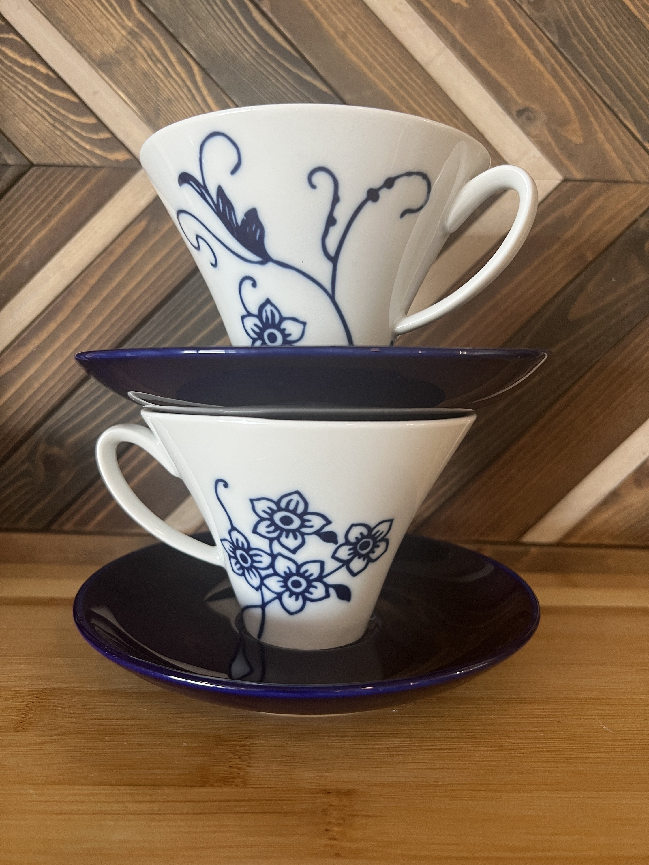 Vintage Crate & Barrel Camilla Tea Cup and Saucer: Blue Floral MCM - Etsy