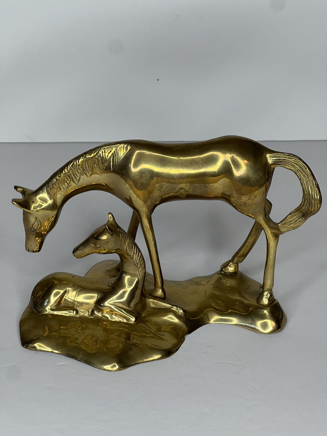 Brass Mare and Colt Statue: Western Home Decor Figurine - Etsy