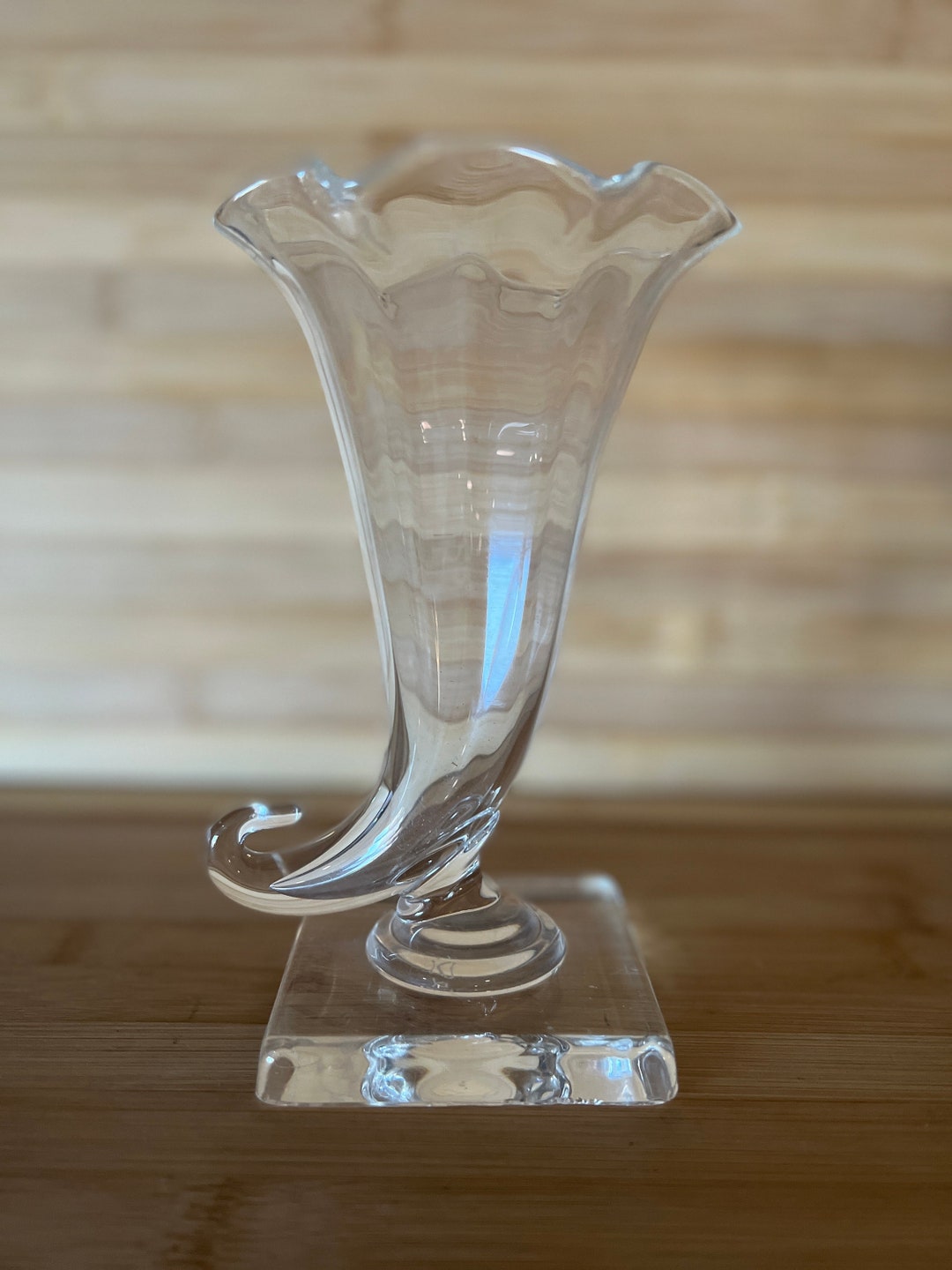 Vintage Steuben Cornucopia Flower Vase Hand Blown Glass Art Deco Style ...