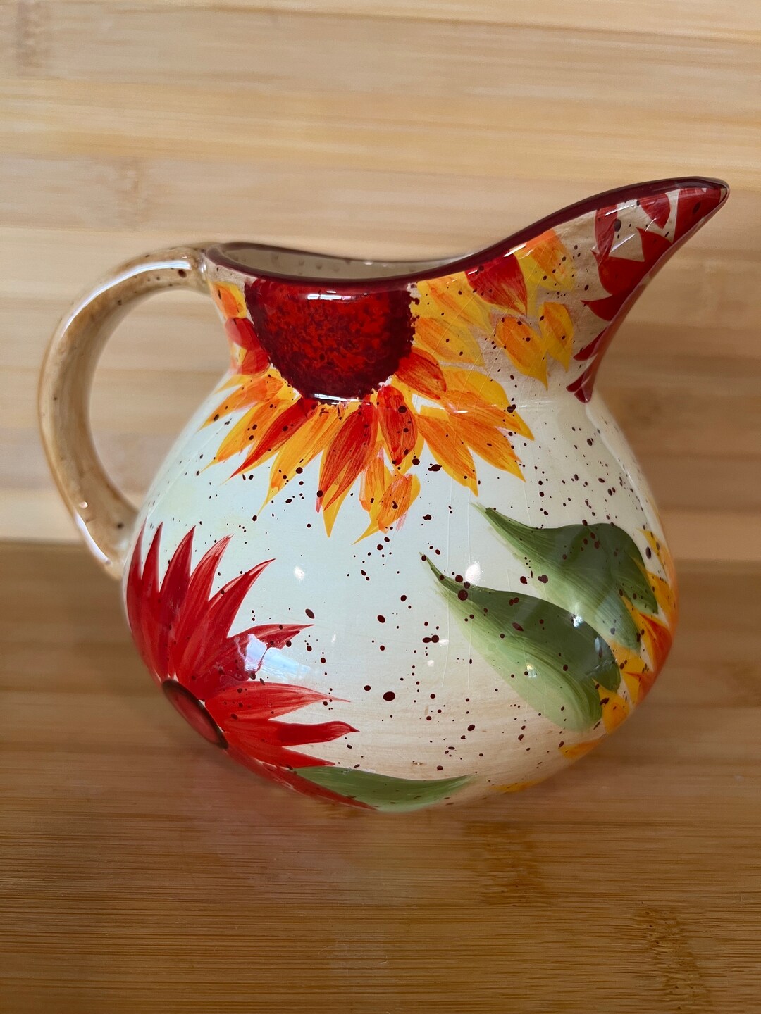 Hand Painted Evening Sun Pitcher Gravy Boat Vase Platzgraff Sunflowers ...