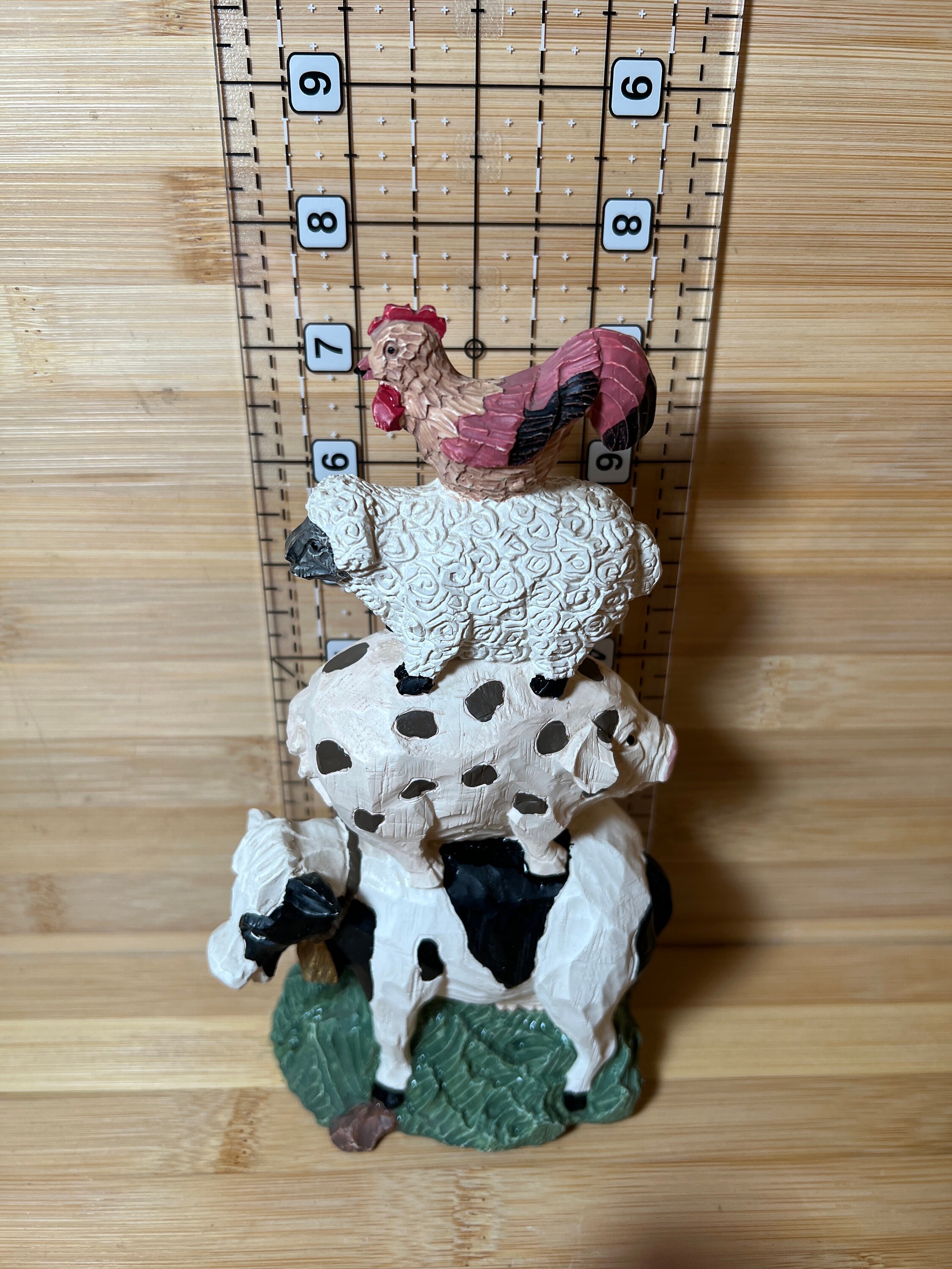 Barnyard Stacked Animals Farm Statue Cow Pig Sheep Chicken Rooster ...