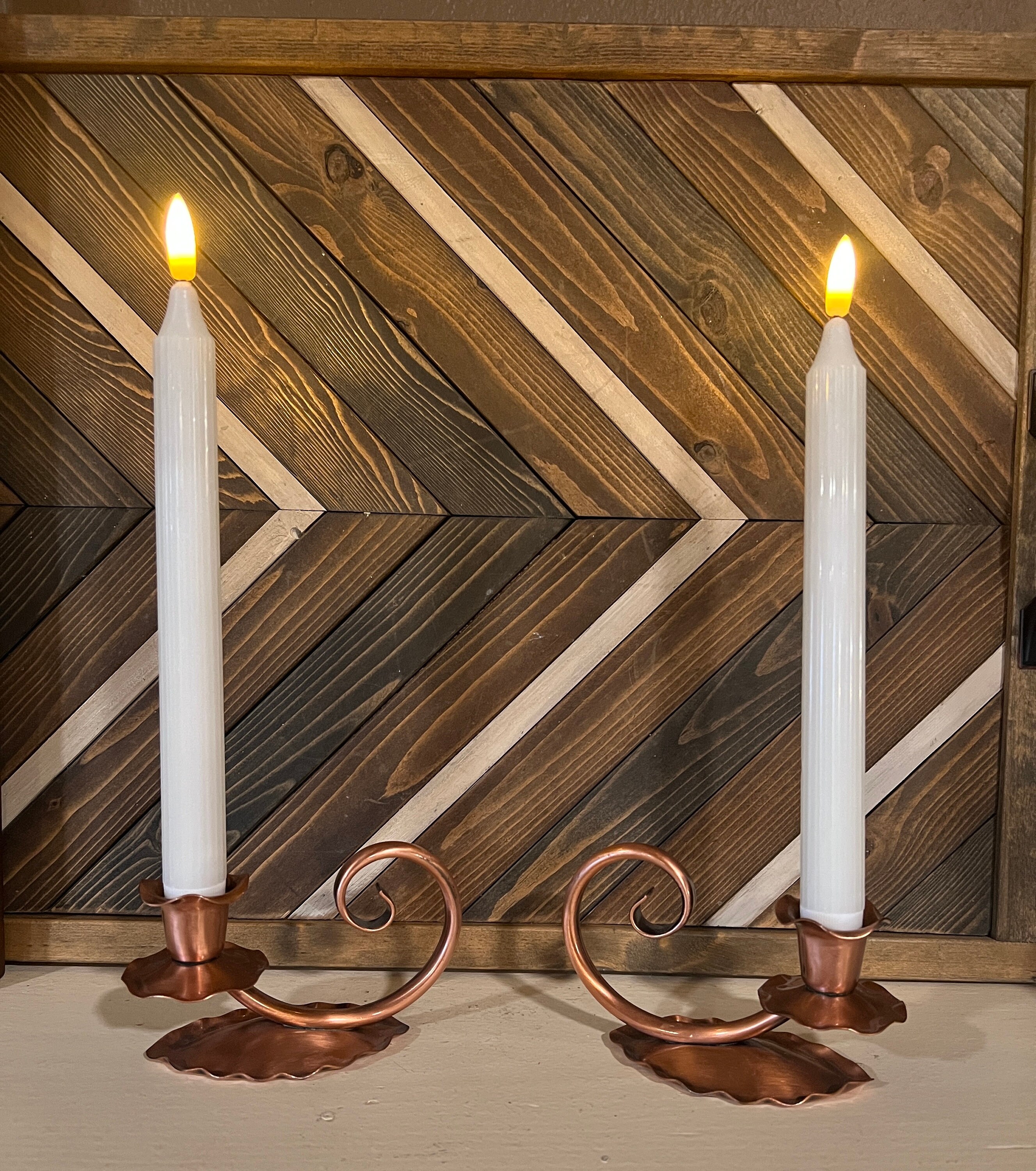Vintage Copper Candlestick Holders Gregorian Style Pair Set of 2 Taper ...