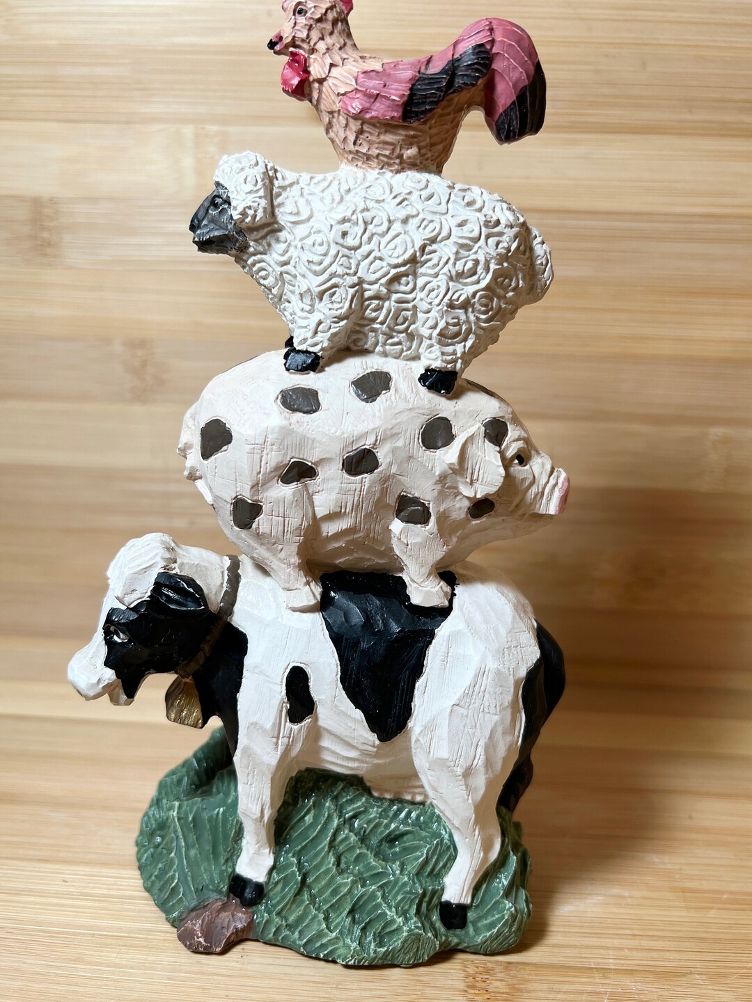 Barnyard Stacked Animals Farm Statue Cow Pig Sheep Chicken Rooster ...