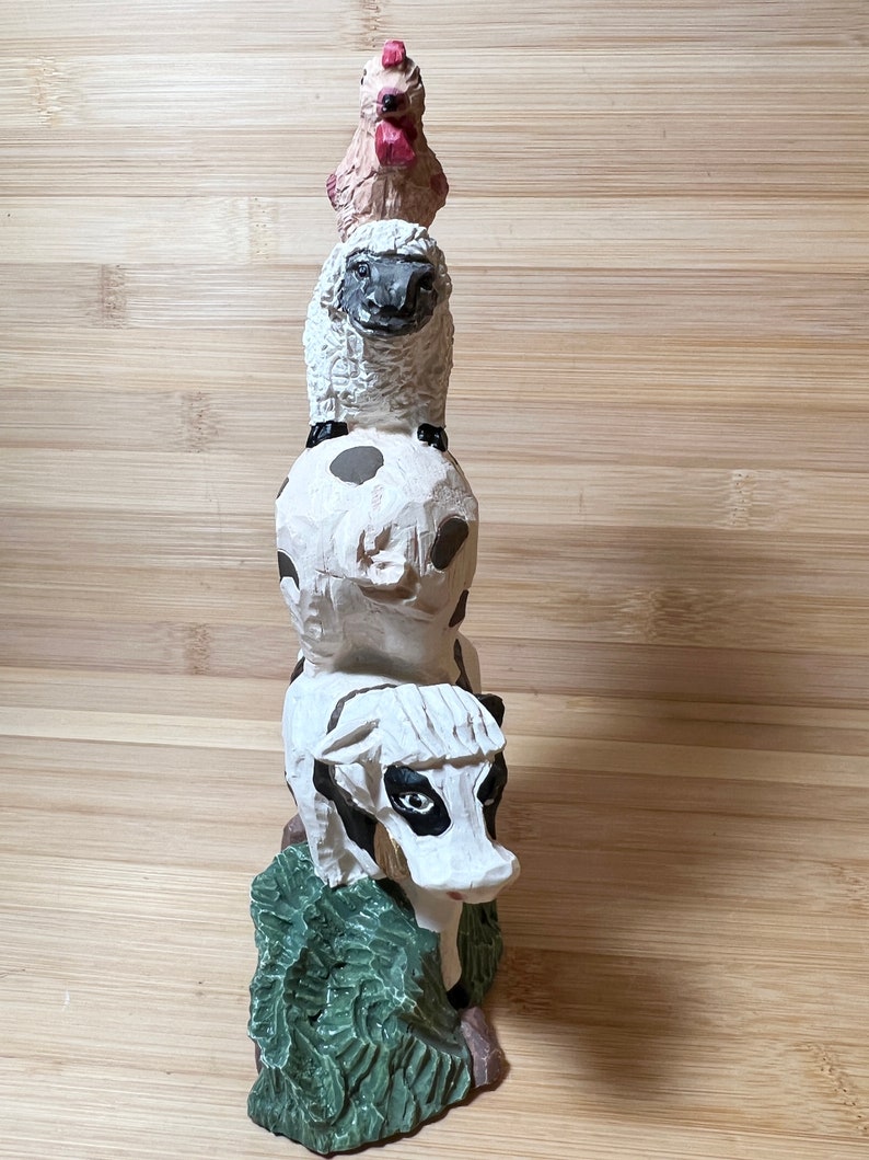 Barnyard Stacked Animals Farm Statue Cow Pig Sheep Chicken Rooster ...