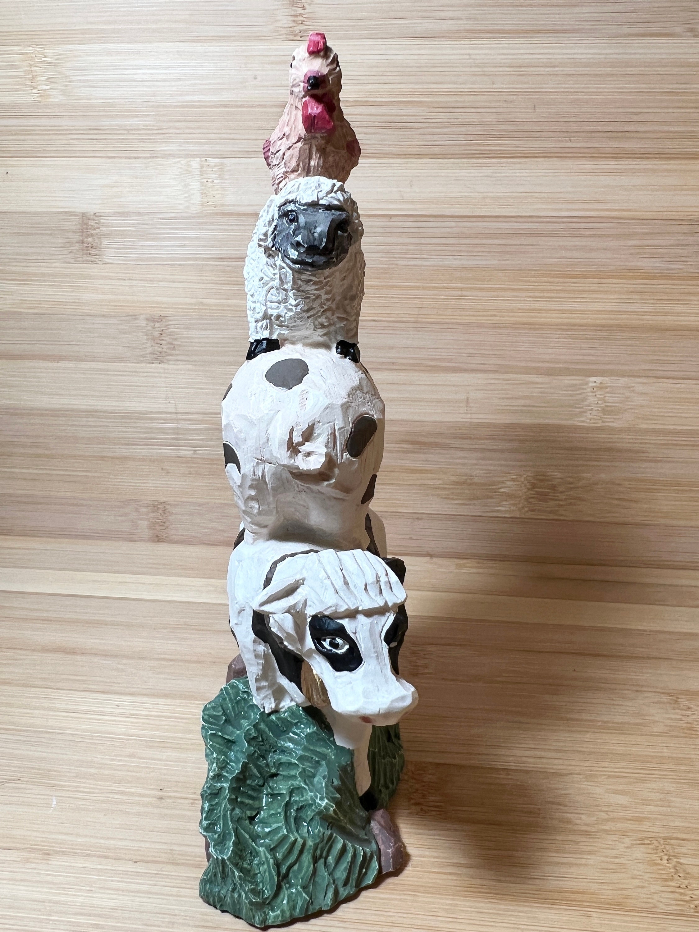 Barnyard Stacked Animals Farm Statue Cow Pig Sheep Chicken Rooster ...