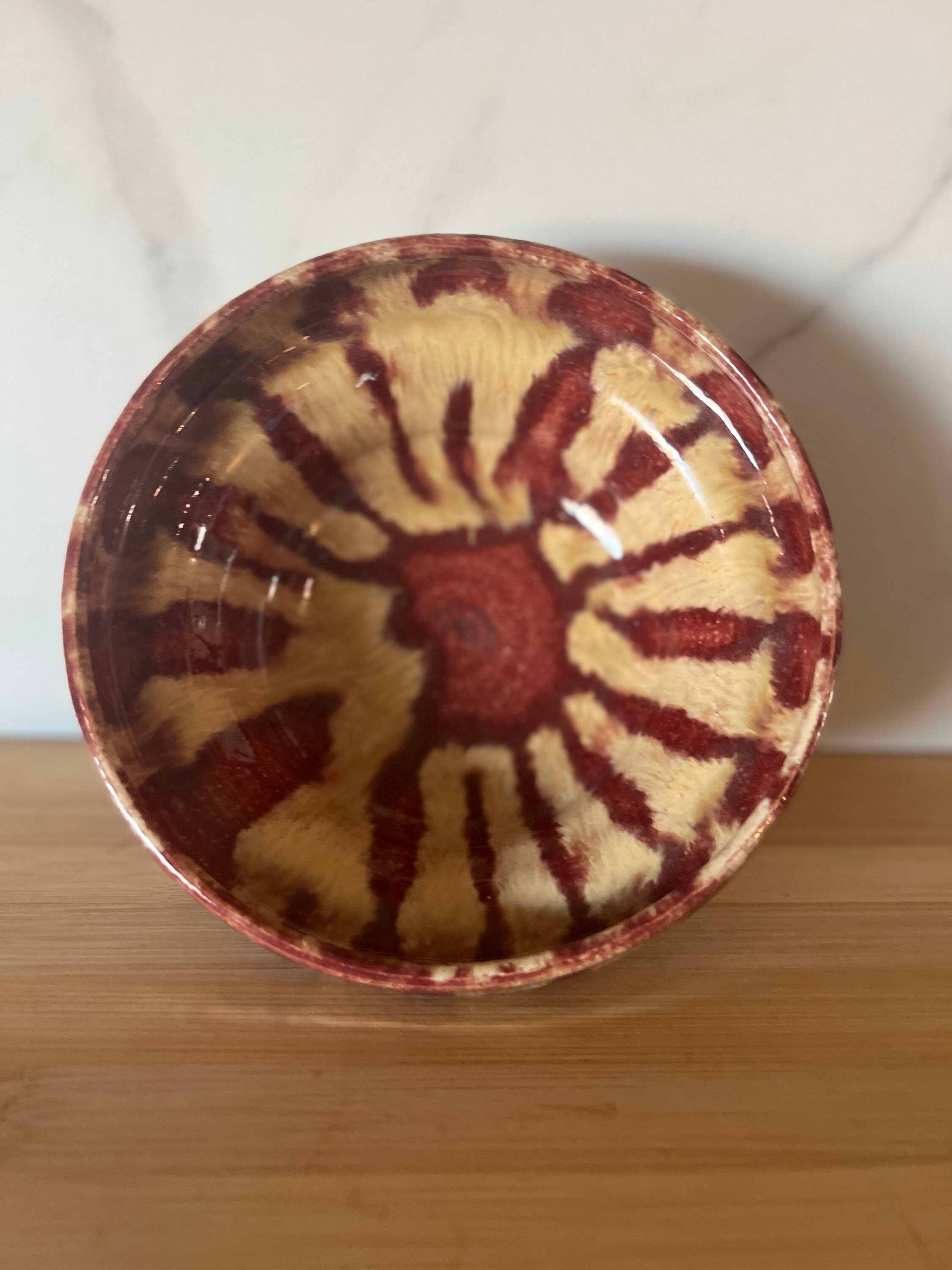 Vintage Pottery Red Burgundy Maroon Gold Beige Bowl Rich Jewel Tone ...