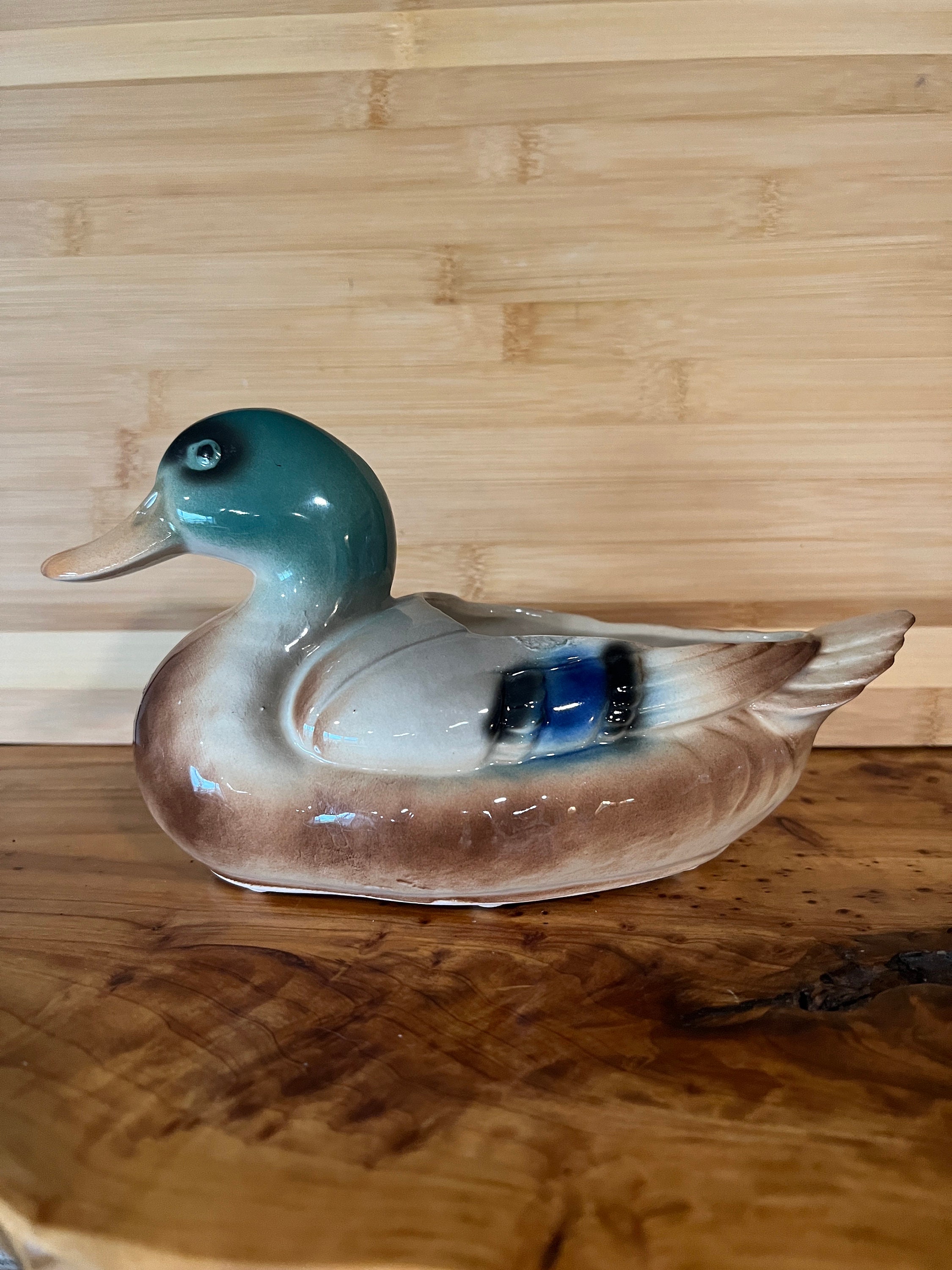 Vintage Ceramic Duck Planter Pretty Glaze Indoor Plants 9.5 Long 5 Tall ...
