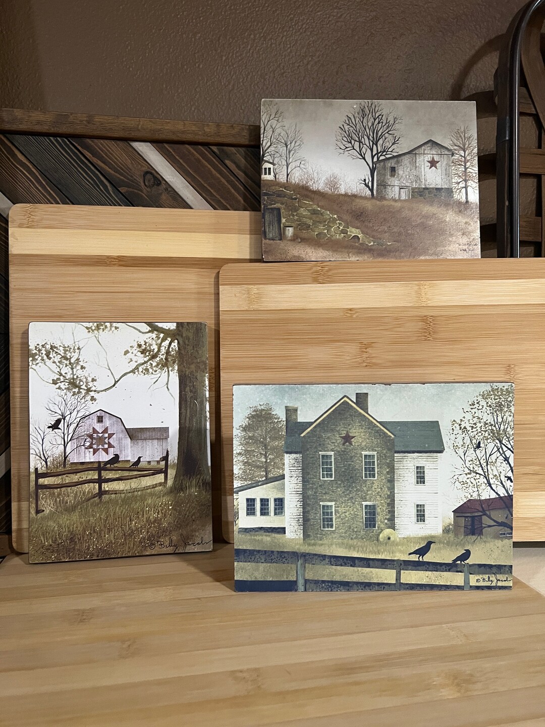 Primitive billy Jacobs Wood Block Prints Set of 3 Barn Star Farmhouse ...