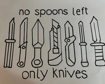 No Spoons Left Only Knives Digital Cross Stitch Pattern - Etsy