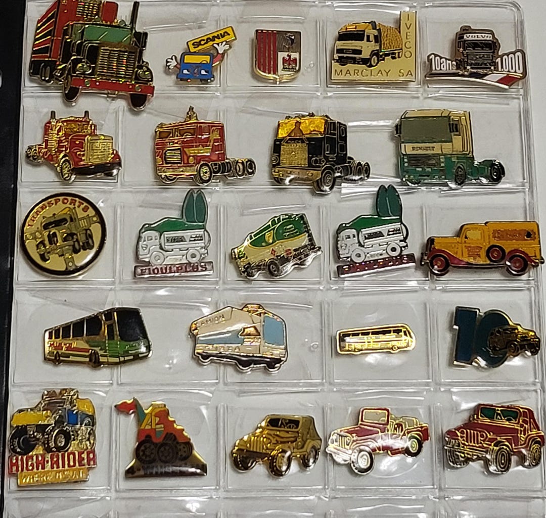 Mega Rare Set of 23 Vintage Automotive Pins: Trucks, Lorries, Off-road ...