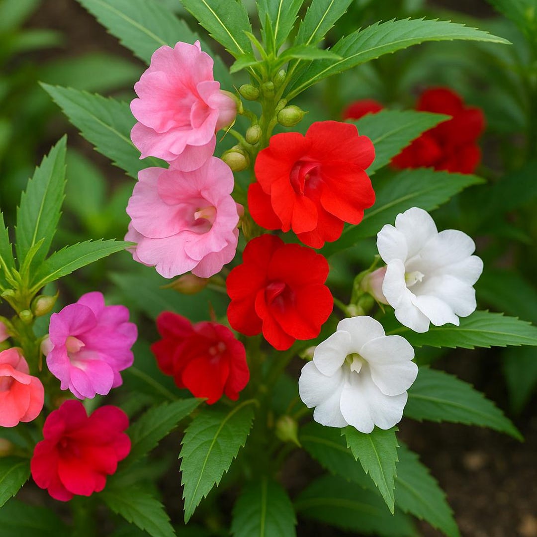 IMPATIENS Balsamina 'tom Thumb Mix' (balsam - Tom Thumb Mix) Flower ...