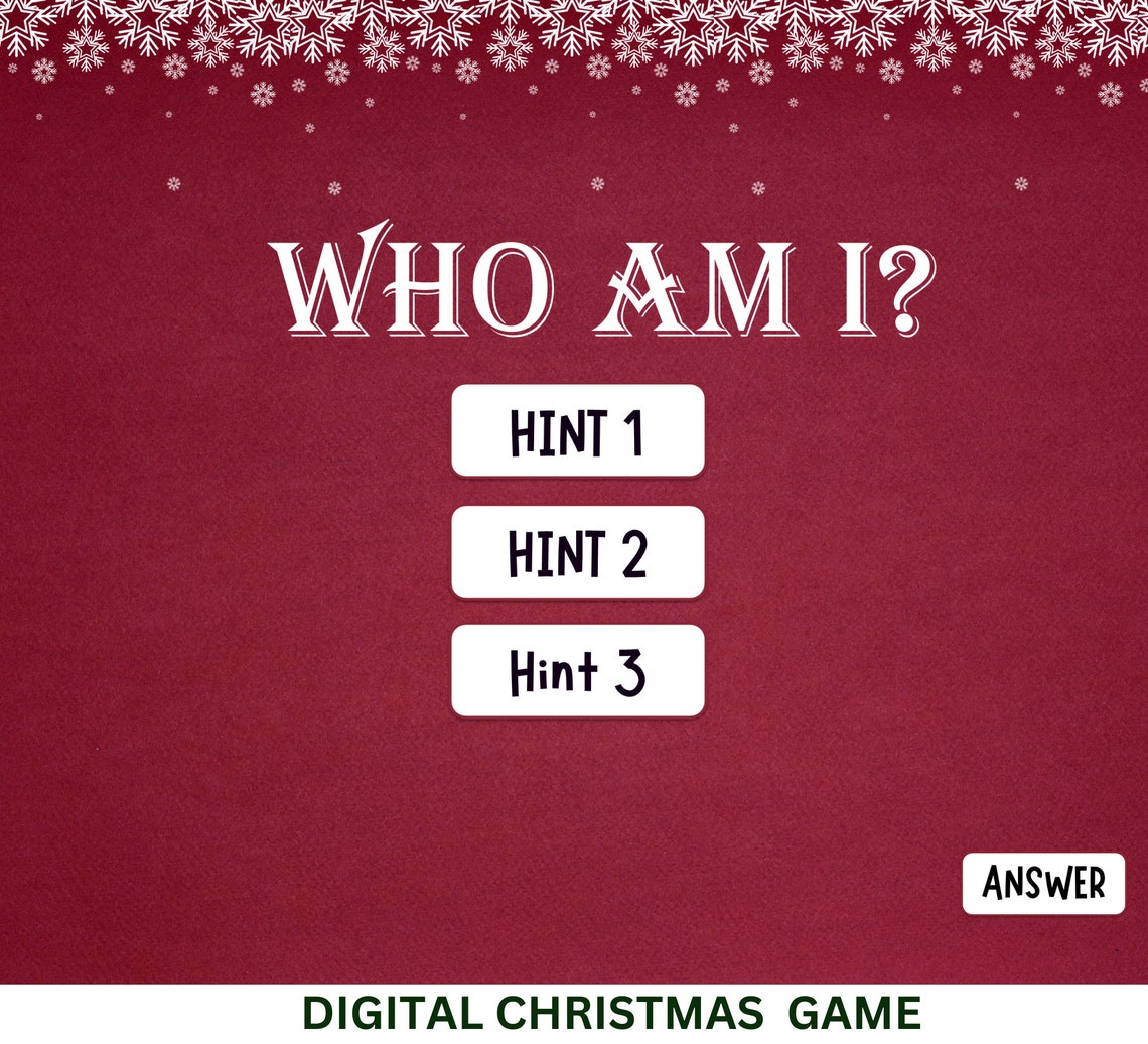 Guess Who Am I Fun Christmas Powerpoint Game for Holiday Parties Guess ...