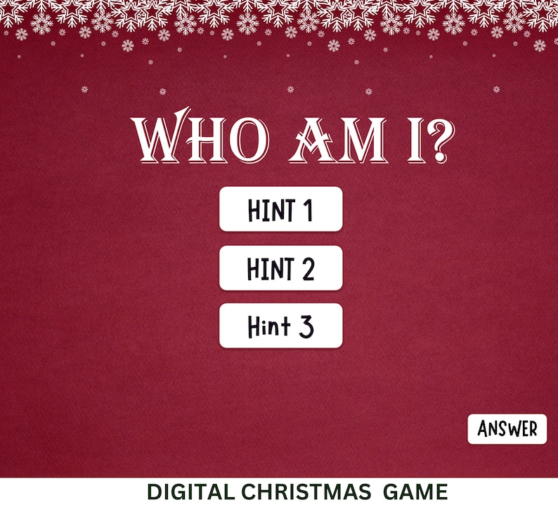 Guess Who Am I Fun Christmas Powerpoint Game for Holiday Parties Guess ...