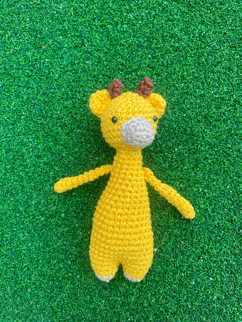 Yellow Handmade Crochet Giraffe, Knit Stuffed Animal With Cancer Ribbon ...
