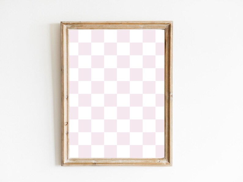 Set of 3 Checkered Art, Pink, Beige, Green, Abstract, Preppy Wall Art ...