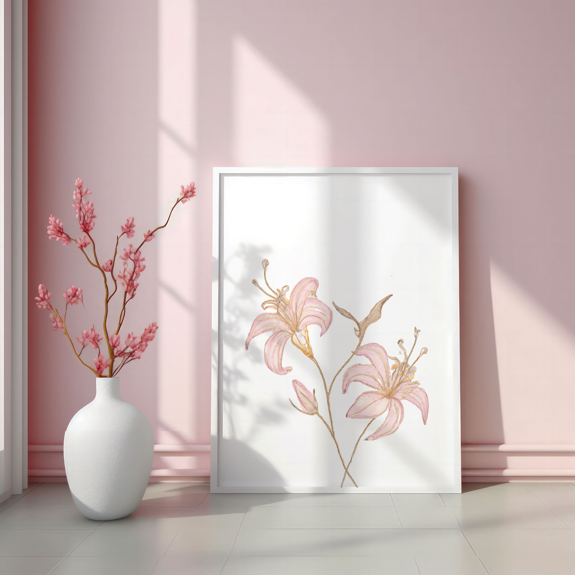 Light Pink Lilies Print, Spring Flower Prints, Floral Posters, Lily ...