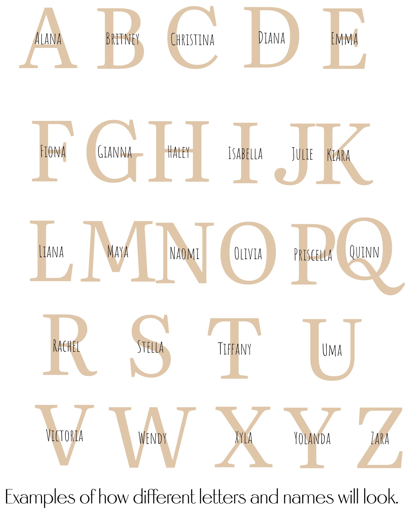 Custom Initial Name Beige Art, Girls Nursery Art, Set of 3 Boho Nursery ...