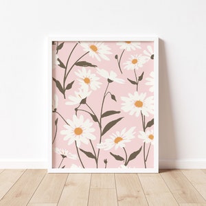 Daisies Floral Pink Printable Art Poster, Flower Posters, Pink ...