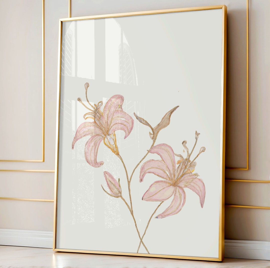 Light Pink Lilies Print, Spring Flower Prints, Floral Posters, Lily ...